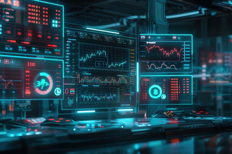 A Digital Cryptocurrency Exchange Interface Presents Market Values and ...