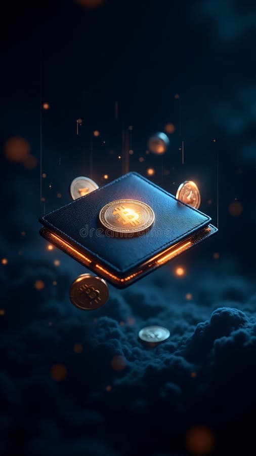Digital Cryptocurrency Wallet with Revolving Coins Stock Image - Image ...
