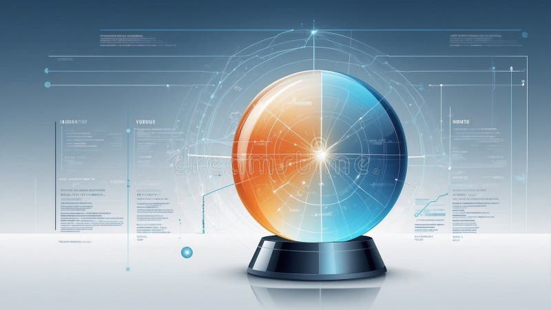 Digital Crystal Ball with Data Analytics Charts and Network Connections ...
