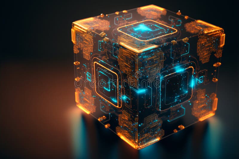 Digital Cube Encoder Technology Concept. Generative Ai Stock ...