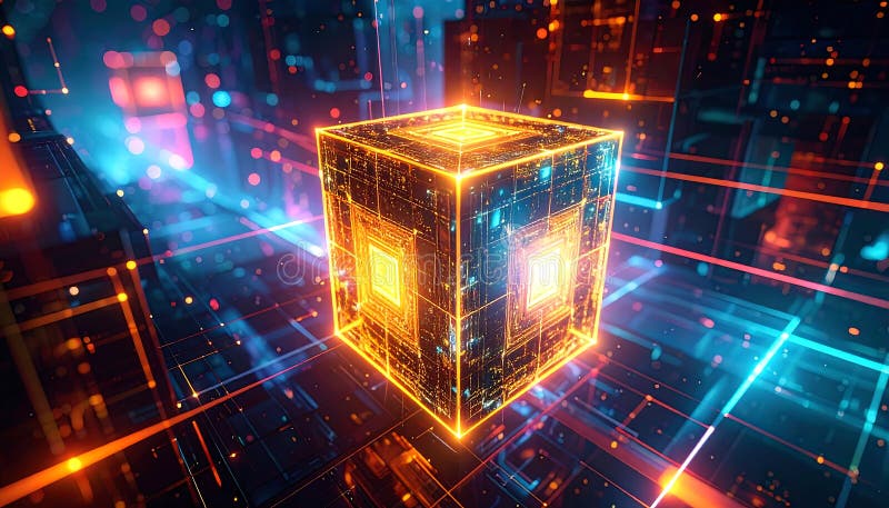 Digital Cube in Futuristic Data Grid – Unveiling the Beauty of Advanced ...