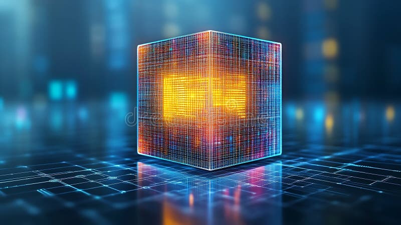 Digital Cube Representing Advanced Data Processing Technology Stock ...
