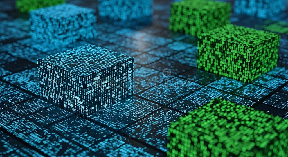 Abstract Digital Cubes Represent Data Blocks in a Modern Technology ...