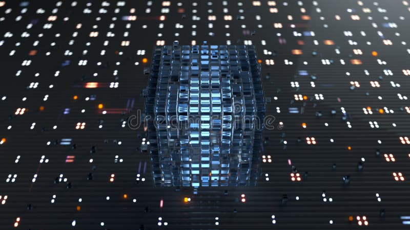 Digital Cubes 3D Rendering Illustration Stock Illustration ...