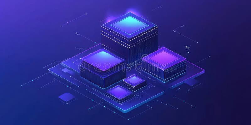 Digital Cubes Network Data stock image. Image of connection - 370197565