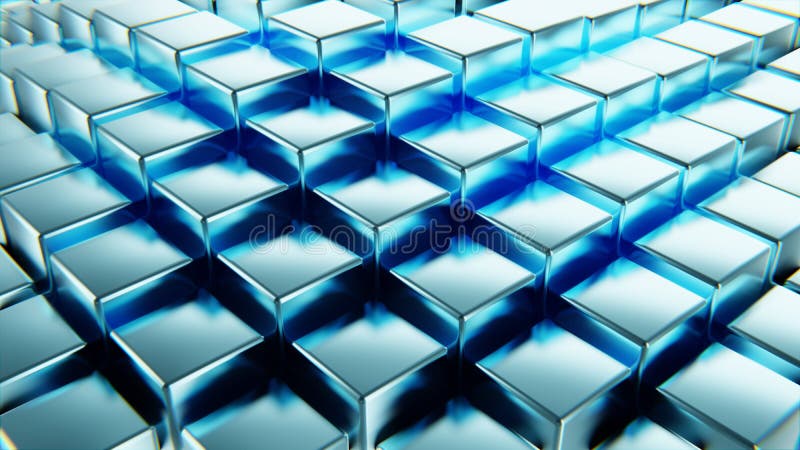 Digital Cubic Abstract Background of Blue Color, Metal Squares ...