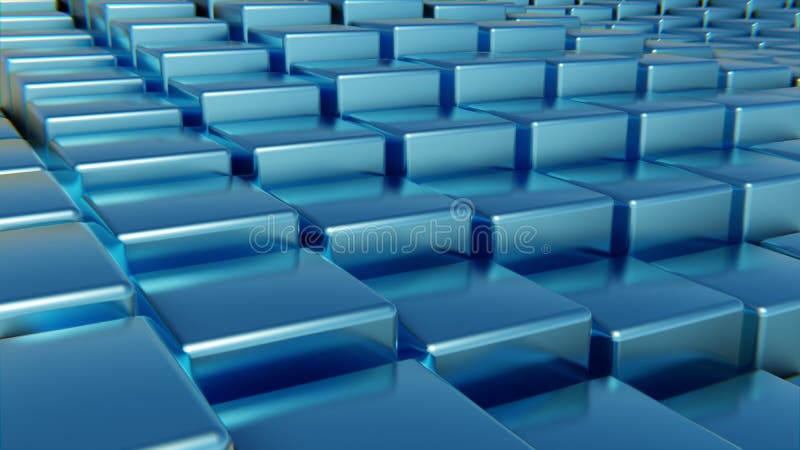 Digital Cubic Abstract Background of Blue Color, Metal Squares ...