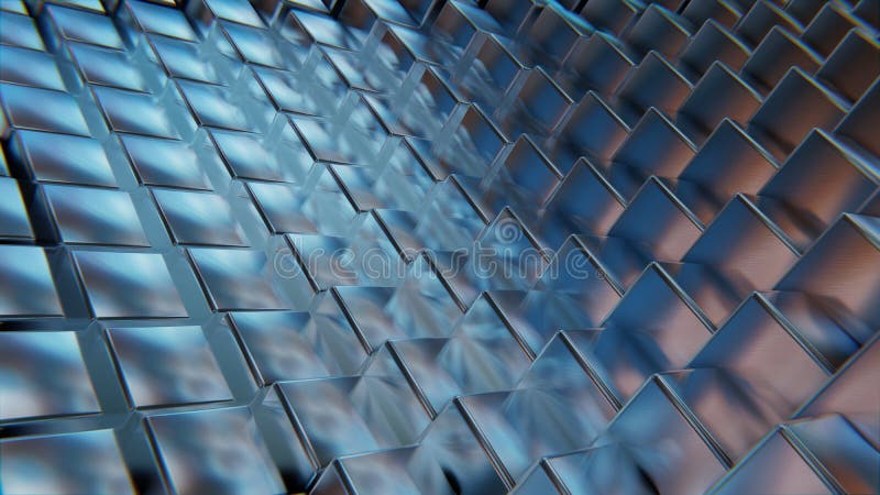Digital Cubic Abstract Background of Blue Color, Metal Squares ...