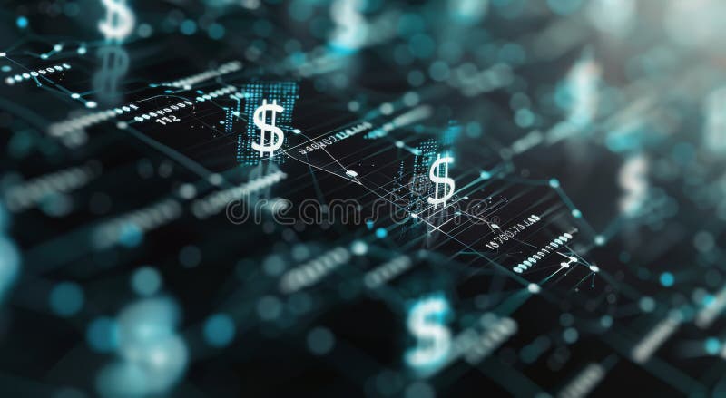 Digital Currency Concept with Dollar Symbols and Blockchain Imagery ...