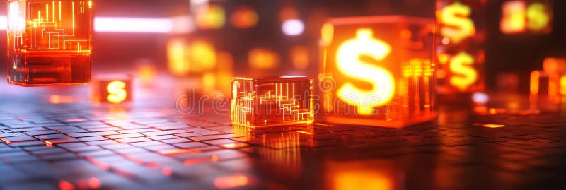 Digital Currency Cubes Abstract Glowing Cubes Symbolize Finance ...