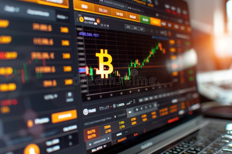 Digital Currency Stock Chart with Data Technology and Computer ...