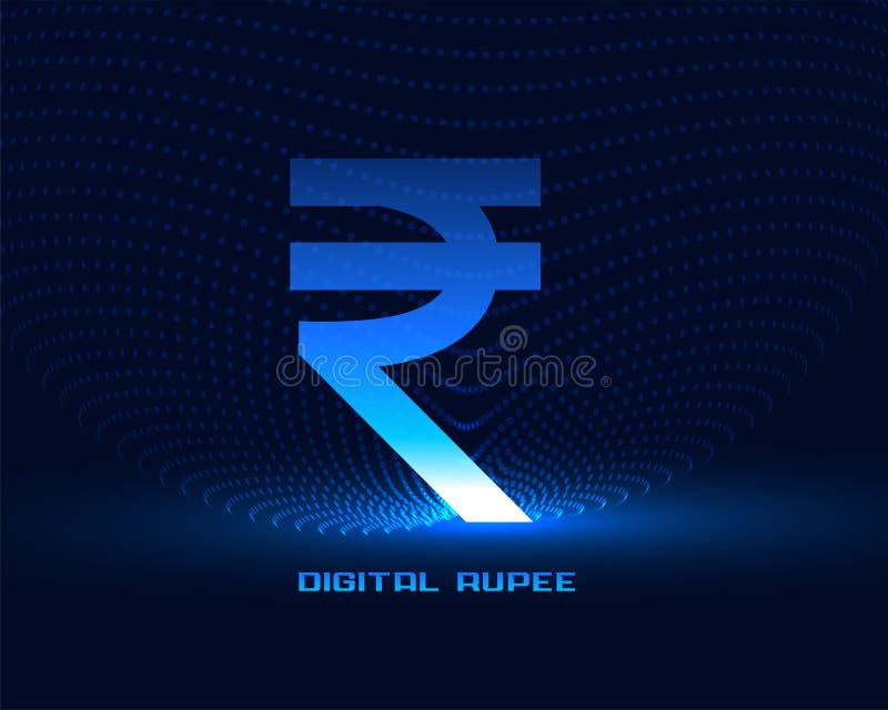 Digital Currency Symbol of Indian Rupee Background with Light Effect ...