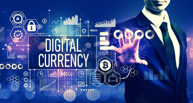 Digital Currency Theme with Businessman Stock Photo - Image of business ...