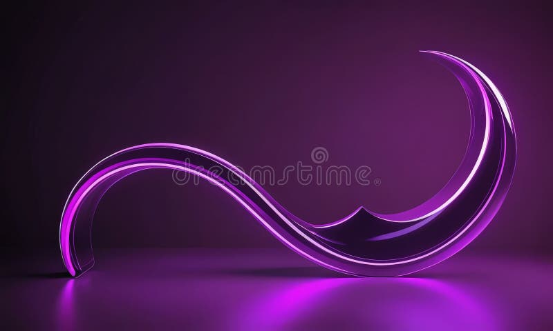 Digital Curved, Metallic Object with Reflective Surface, Illuminated by ...