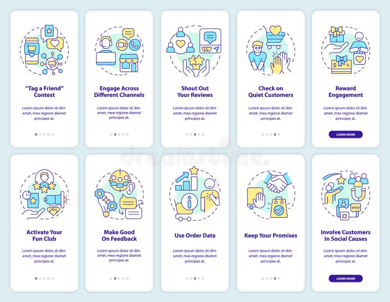 Digital Customer Engagement Onboarding Mobile App Screen Set Stock ...