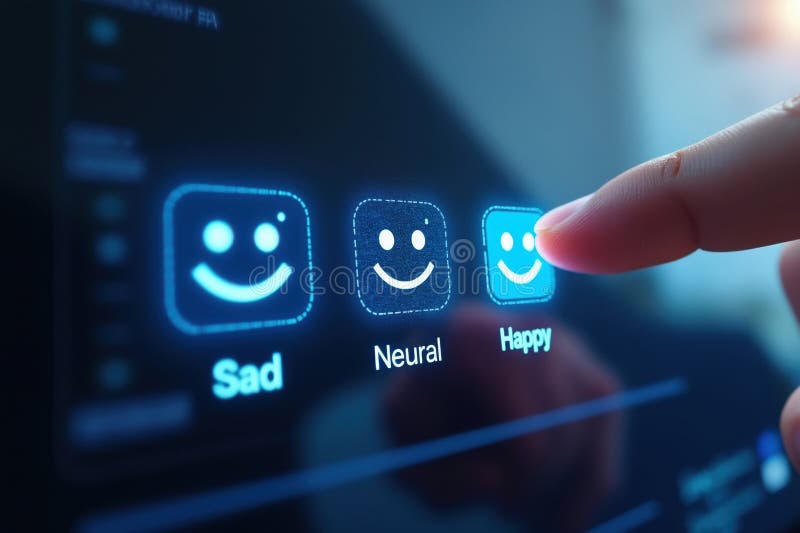 Digital Customer Feedback Interface with Smiling Emoticons and ...