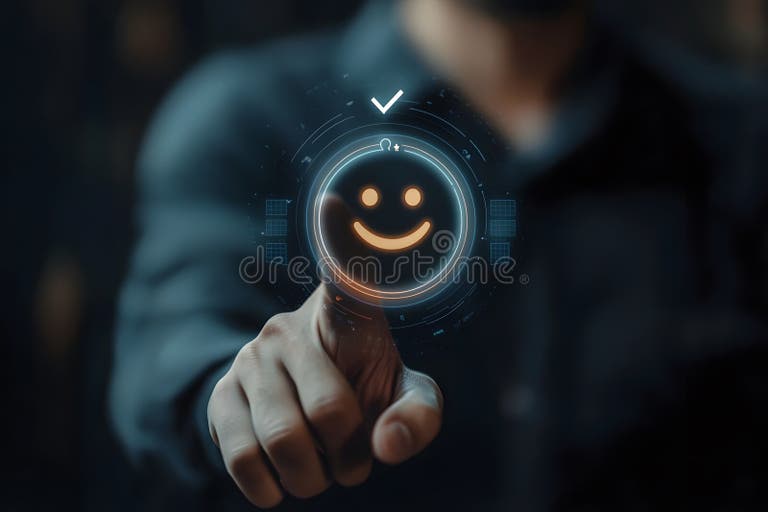 Digital Customer Satisfaction Concept with Finger Pressing Virtual ...