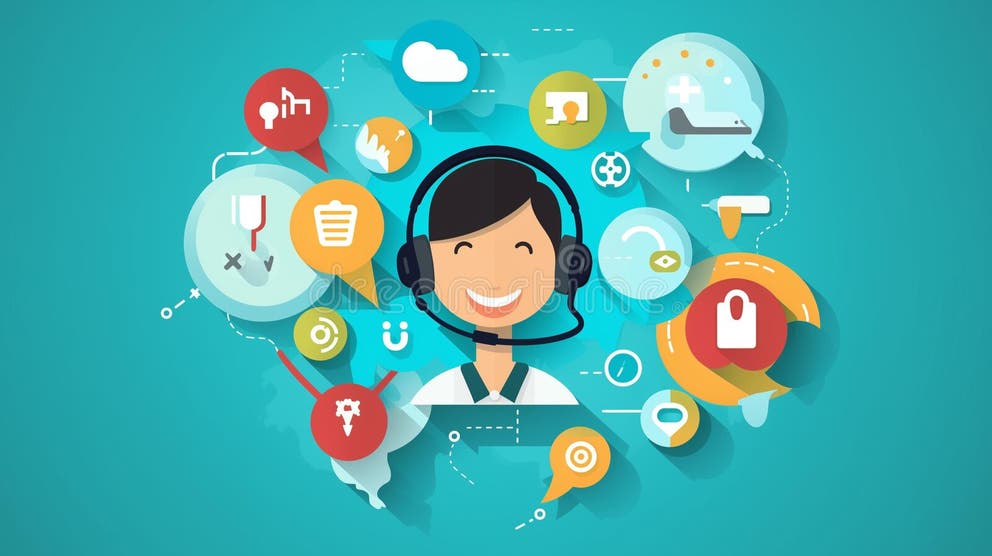 Digital Customer Support Representative Engaging with Various ...