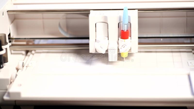 Digital Cutting and Creasing Plotter during Work Top View Stock Video ...