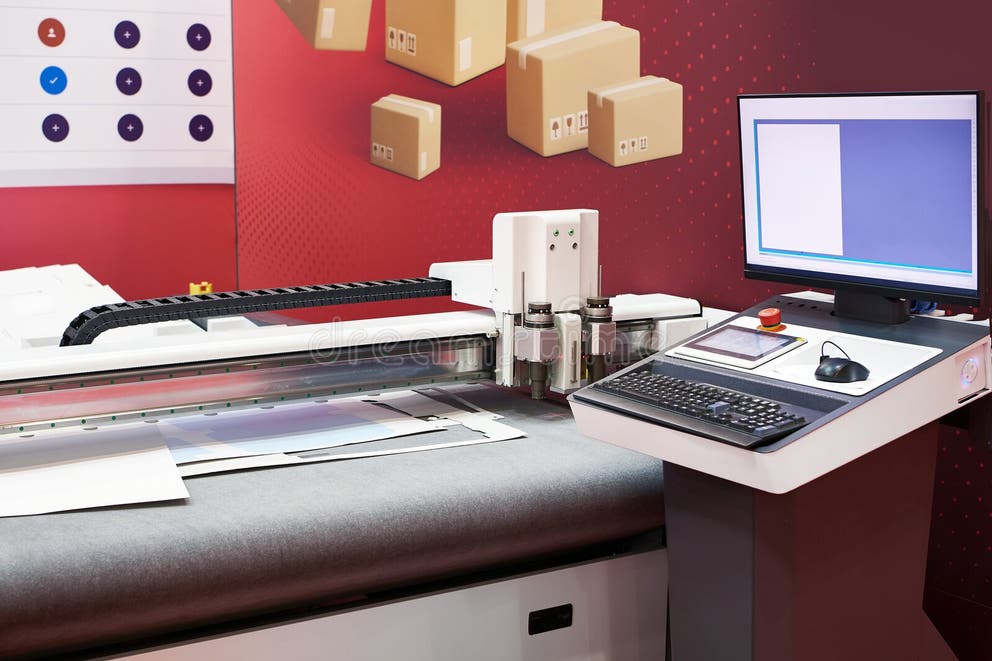 Digital Cutting Tables with Computer Stock Image - Image of sheet ...