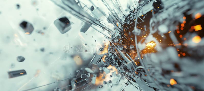 Cyber Digital Machine Explosion Background Stock Illustration ...