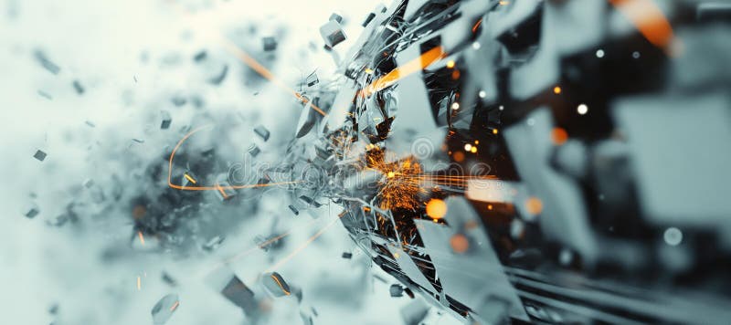 Cyber Digital Machine Explosion Background Stock Illustration ...