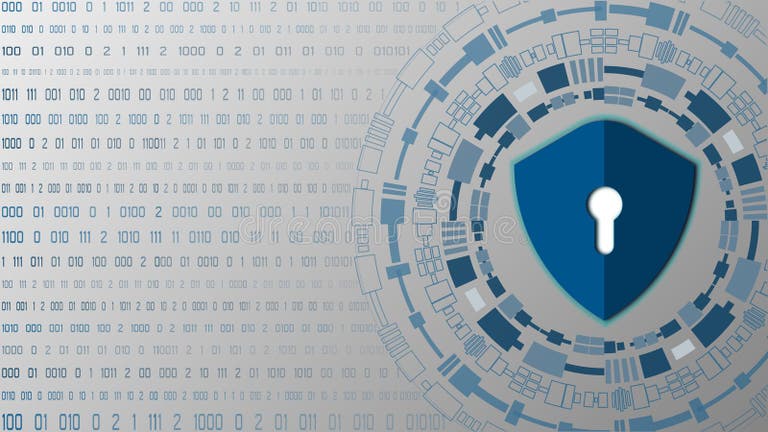 Digital Cyber Security Background with Shield Lock and Binary Code. Stock Illustration ...
