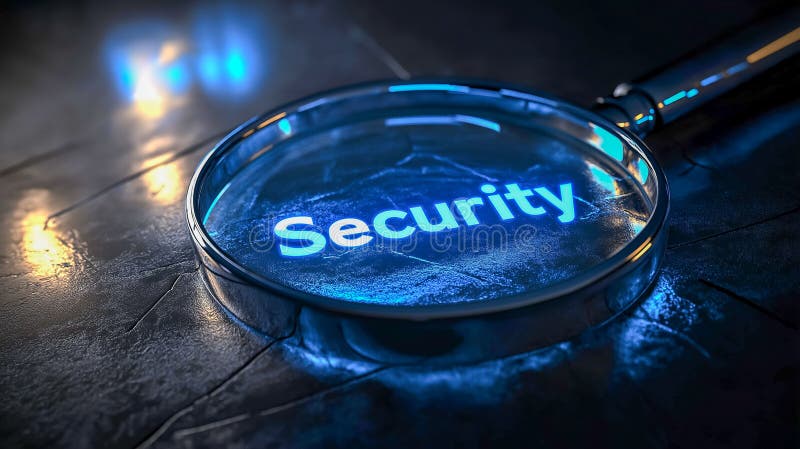 Digital Cyber Security Concept with Magnifying Glass Inspecting the ...