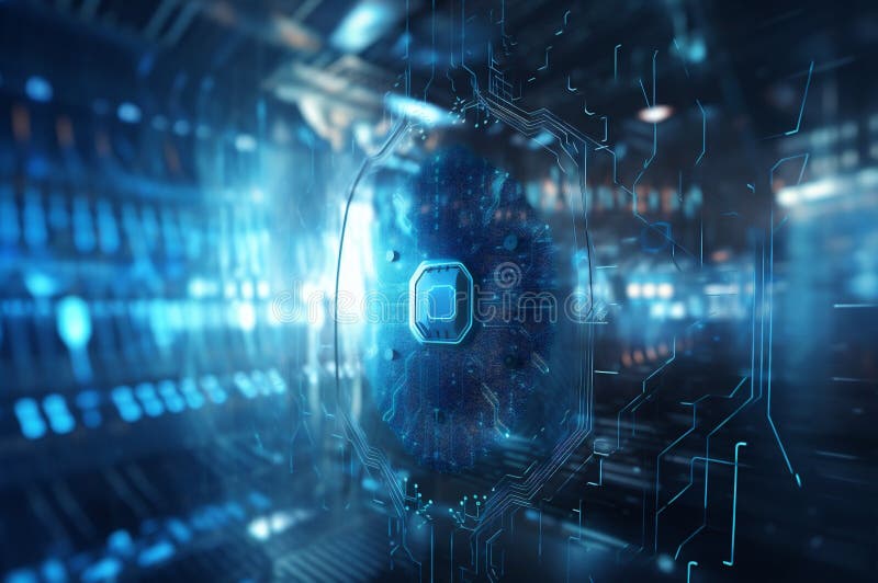 Digital Cyber Security Concept, Shield on Circuit Board Background with ...