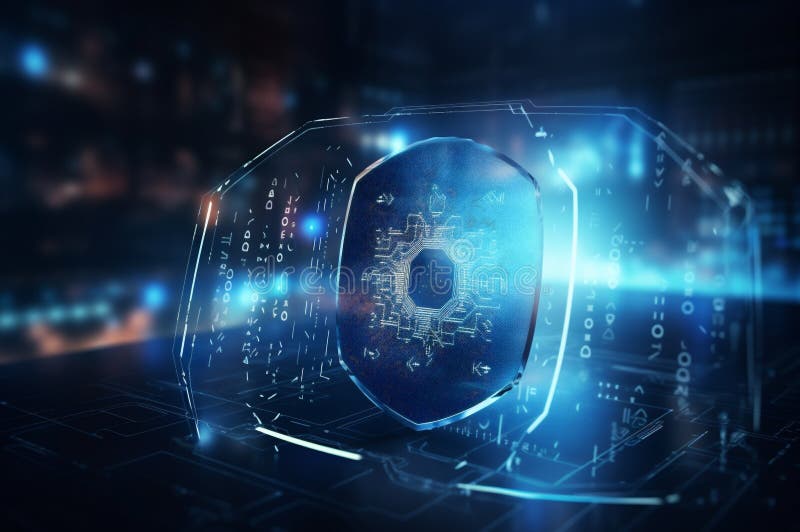 Digital Cyber Security Concept, Shield on Circuit Board Background with ...