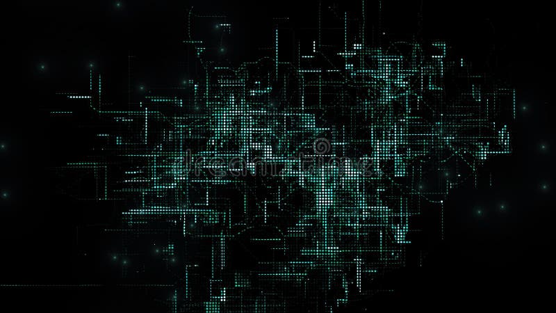 Digital Cyber Space Particles Stock Illustration - Illustration of dark ...