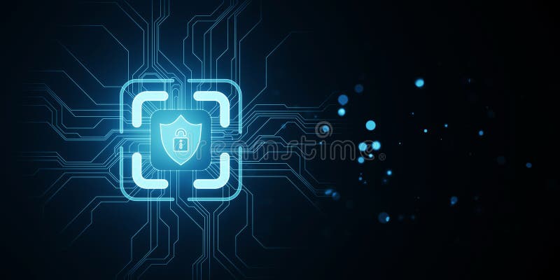A Digital Cybersecurity Lock Icon Integrated into a Circuit Pattern ...