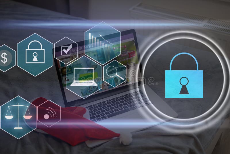 Digital Cybersecurity and Network Protection Concept. Virtual Locking Mechanism To Access Shared ...