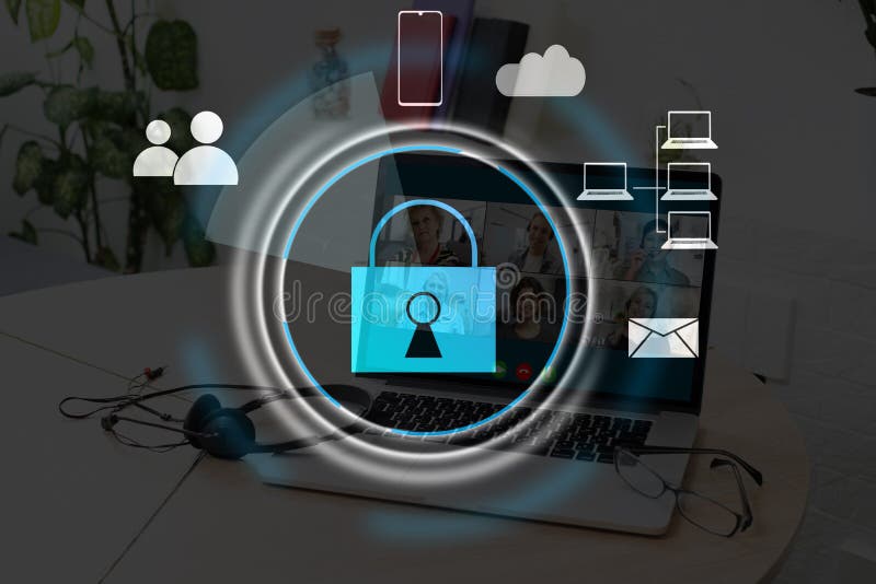 Digital Cybersecurity and Network Protection Concept. Virtual Locking ...