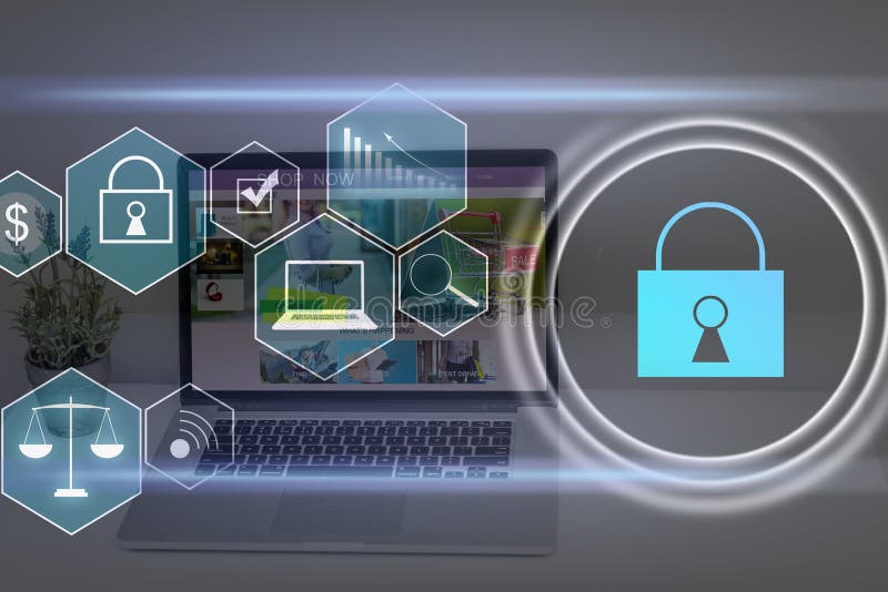 Digital Cybersecurity and Network Protection Concept. Virtual Locking ...
