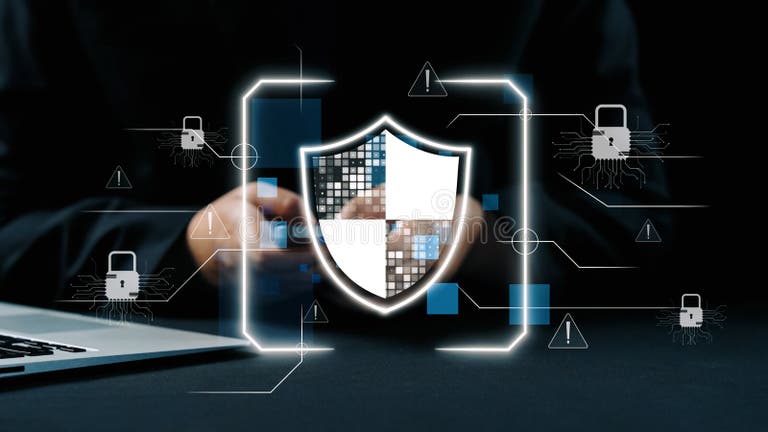 Digital Cybersecurity Shield with Data Protection Elements, Secure ...