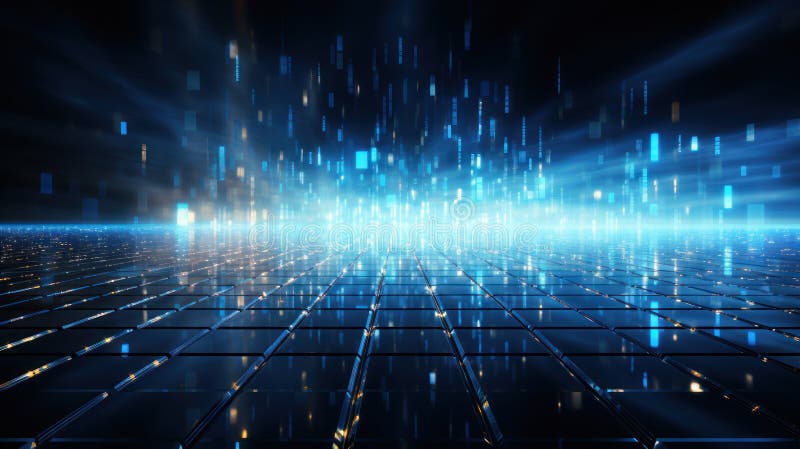 Digital Cyberspace Abstract Background, Dark Cyber Space with Bokeh ...