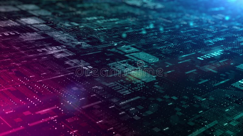 Digital Cyberspace Futuristic, Digital Data Matrix Flowing and Lighting ...