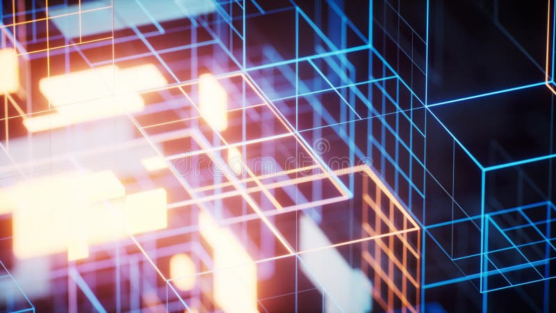 Digital Cyberspace with Glowing Cross Lines, 3d Rendering Stock Video - Video of shiny, chip ...