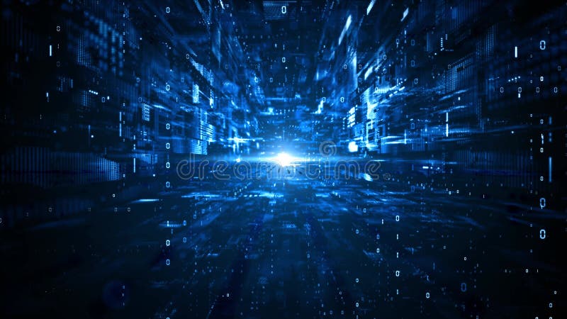 Digital Cyberspace with Particles and Digital Data Network and ...