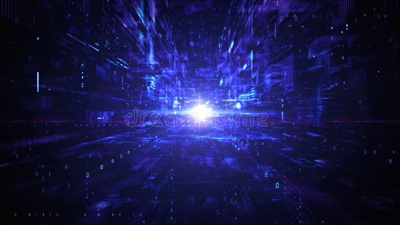 Digital Cyberspace with Particles and Digital Data Network and ...