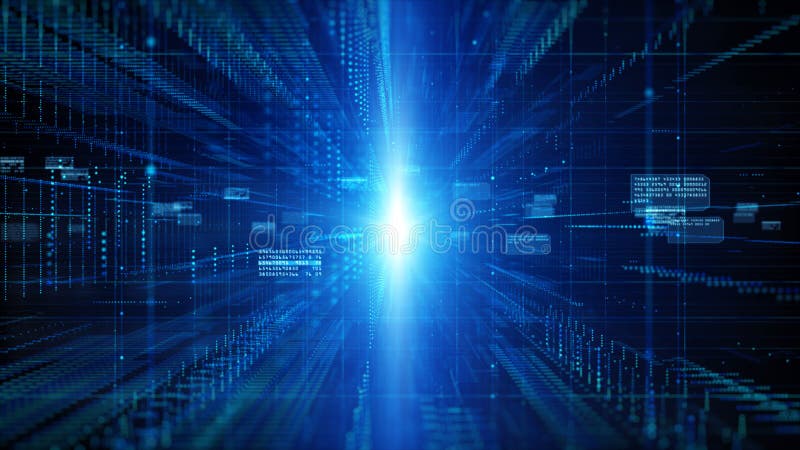 Digital Cyberspace with Particles and Digital Data Network Connections ...