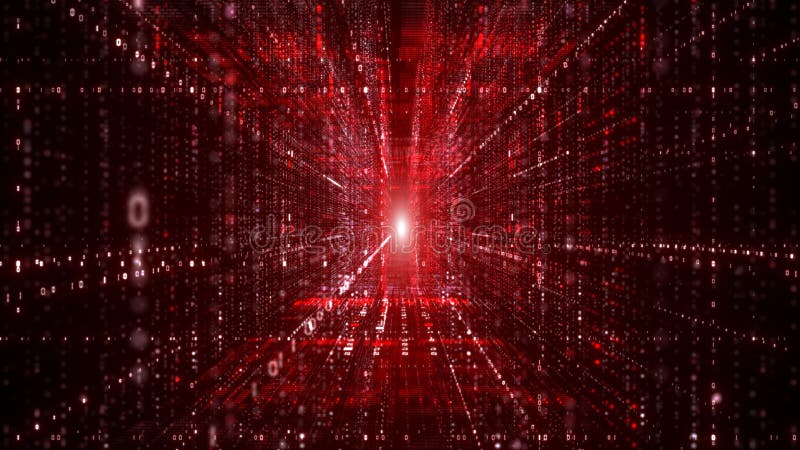 Digital Cyberspace with Particles and Digital Data Network Connections ...