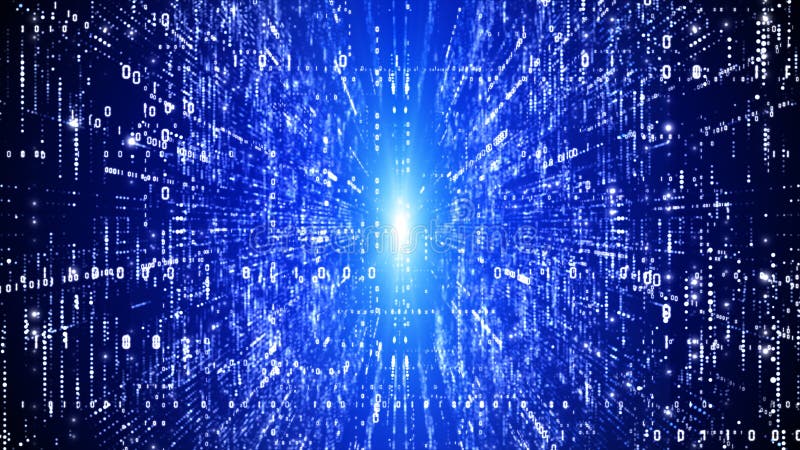 Digital Cyberspace with Particles and Digital Data Network Connections ...