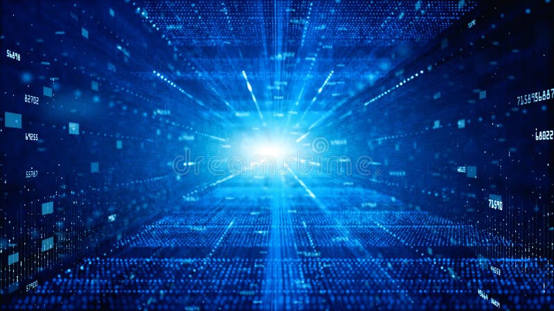 Digital Cyberspace with Particles and Digital Data Network Connections ...