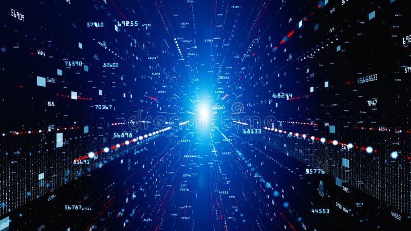 Digital Cyberspace with Particles and Digital Data Network Connections ...