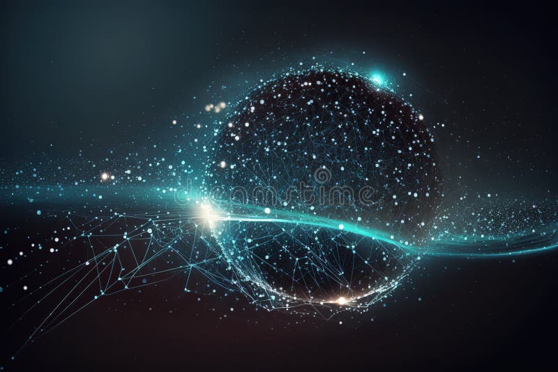 Digital Cyberspace with Particles and Digital Data Network Connections ...