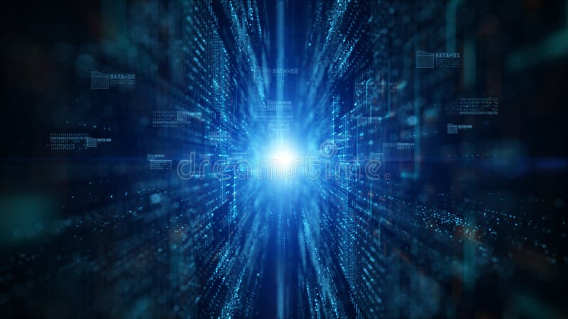 Digital Cyberspace with Particles and Digital Data Network Connections ...