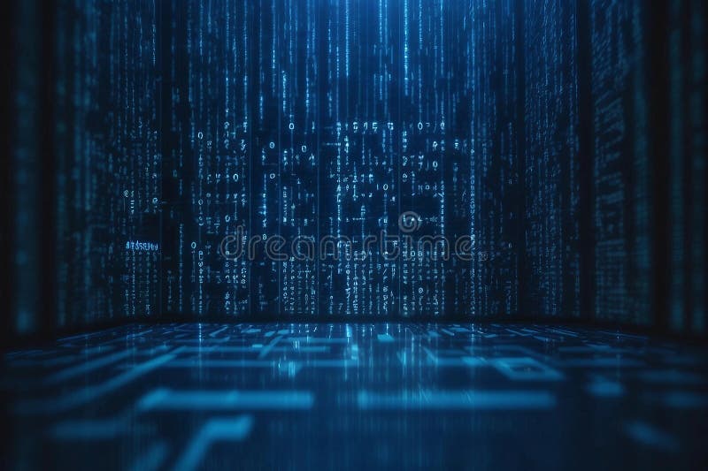 Blue Digital Binary Data Background. Generative AI. Stock Illustration - Illustration of cyber ...