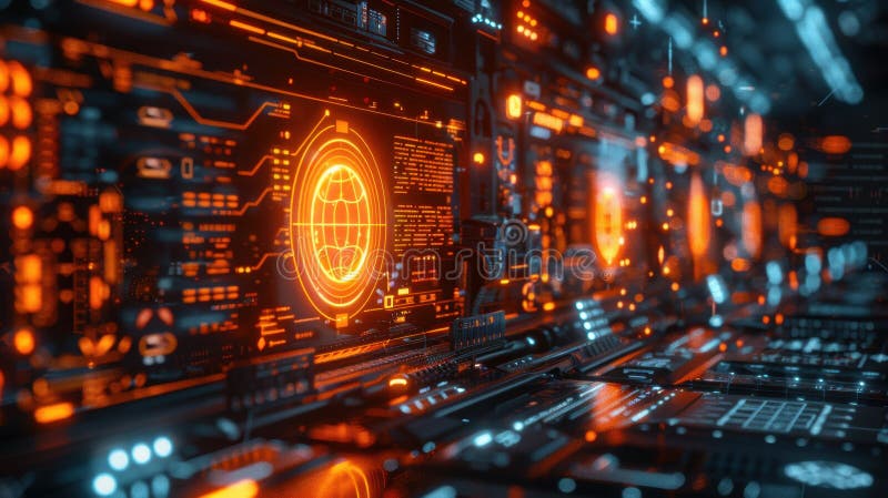 Digital Cyberspace Technology Connecting To a Data Transmission Network ...